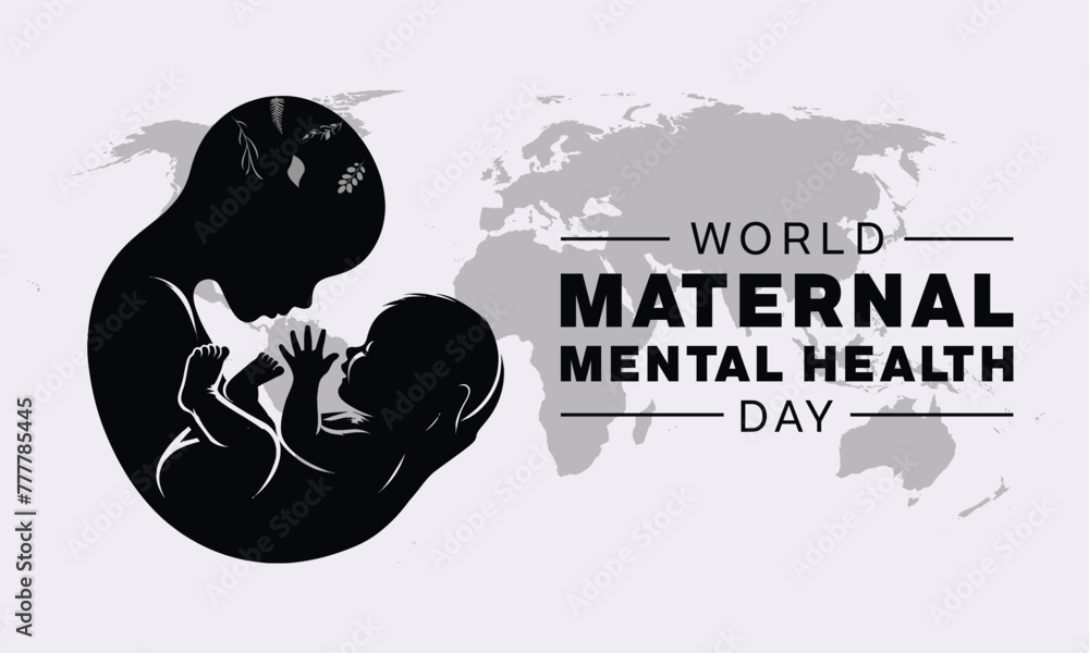 World Maternal Mental Health Day design with a logo of a mother holding ...