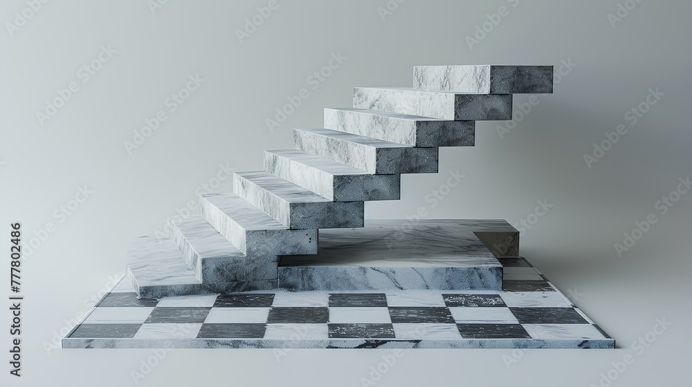 A design combination of a chess board and steps/stairs. generative AI ...