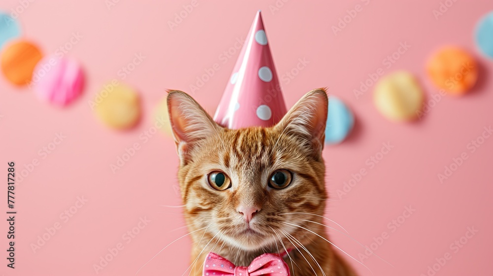 Happy Birthday Pet Cat Portrait, Kitten Animal Greeting Card Design ...