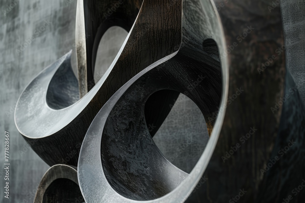 Abstract metal sculpture photo, a harmony of curves and shadows with an ...
