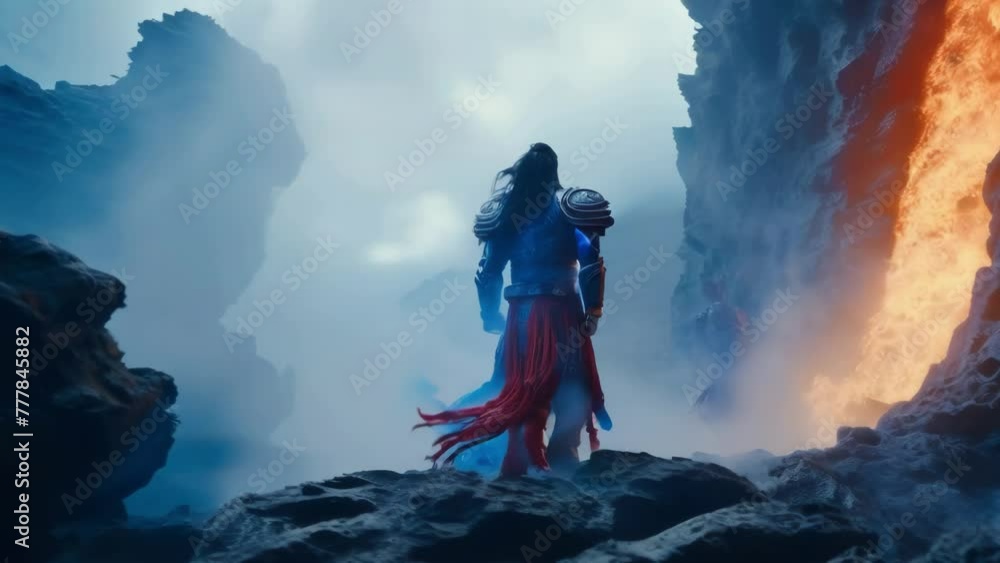 epic chinese mythological battle warriors in elemental suits amidst ...