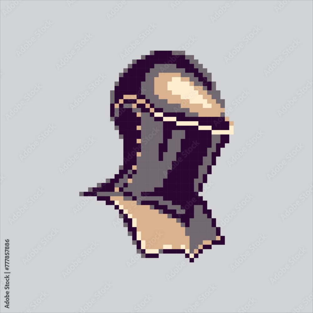 Pixel art illustration War helmet. Pixelated Knight Helmet. Medieval ...