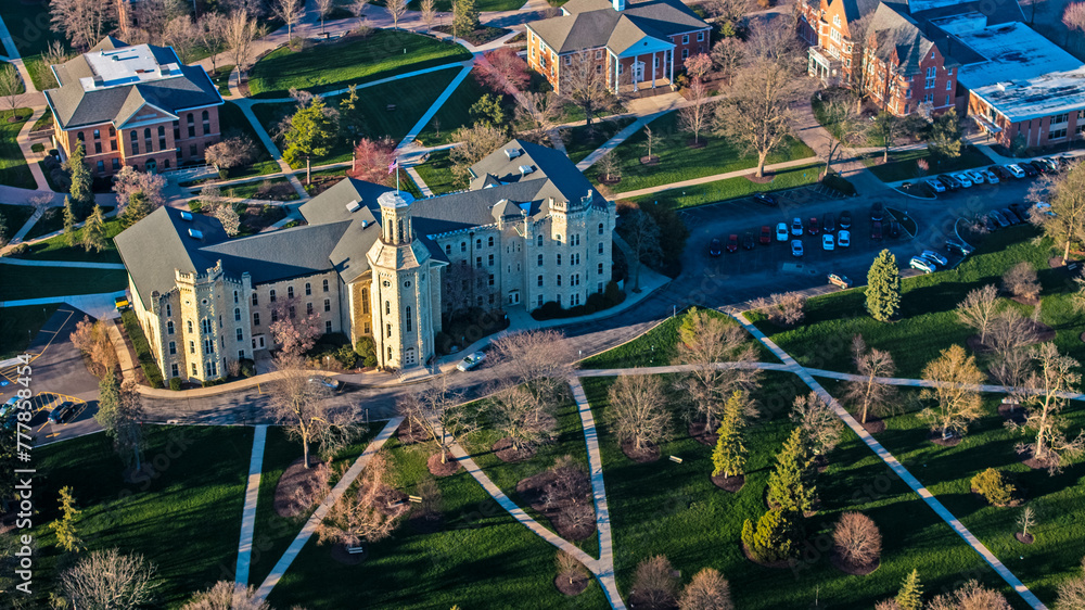 Aerial view of Wheaton College campus in the city of Illinois Stock ...