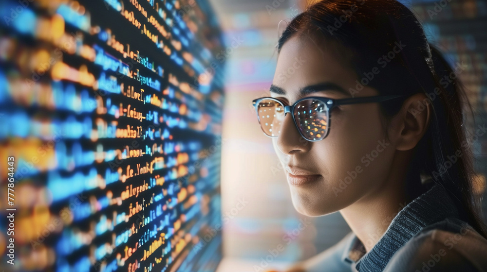 Title: "Coding Confidence" Art Description: A focused young woman with ...