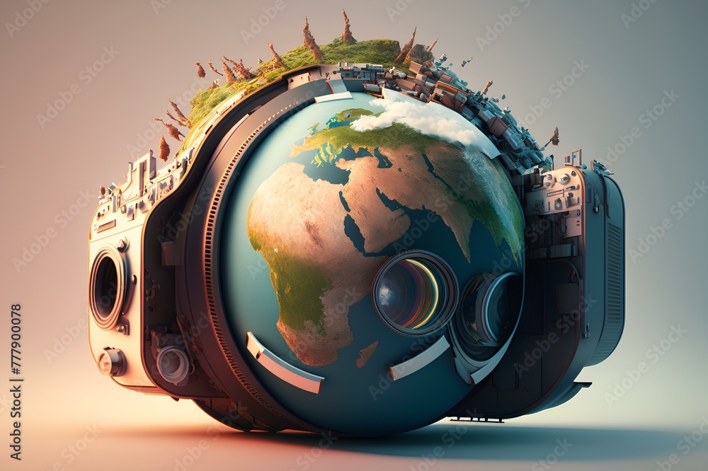 An HD image portraying a conceptual illustration of half the Earth as a ...