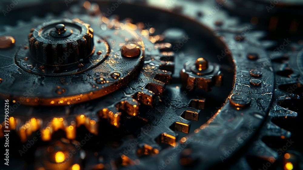 Abstract dark and gold Gears Background, steampunk and gear wheels ...