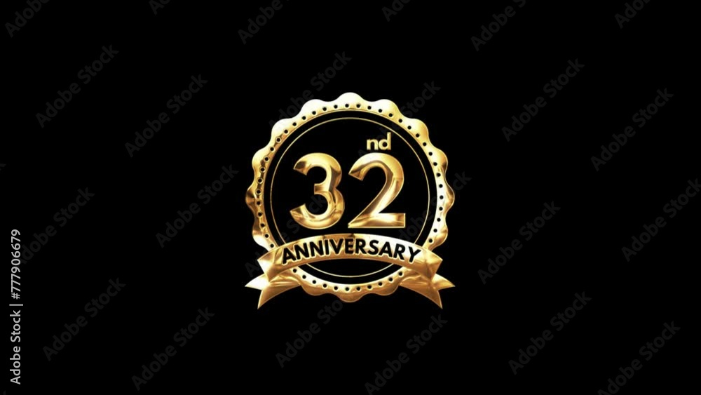 32nd Anniversary luxury Gold Animation. Greeting for the 32nd ...