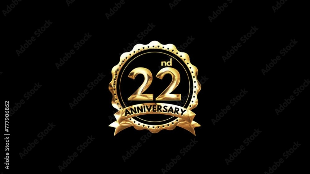 22nd Anniversary luxury Gold Animation. Greeting for the 22nd ...
