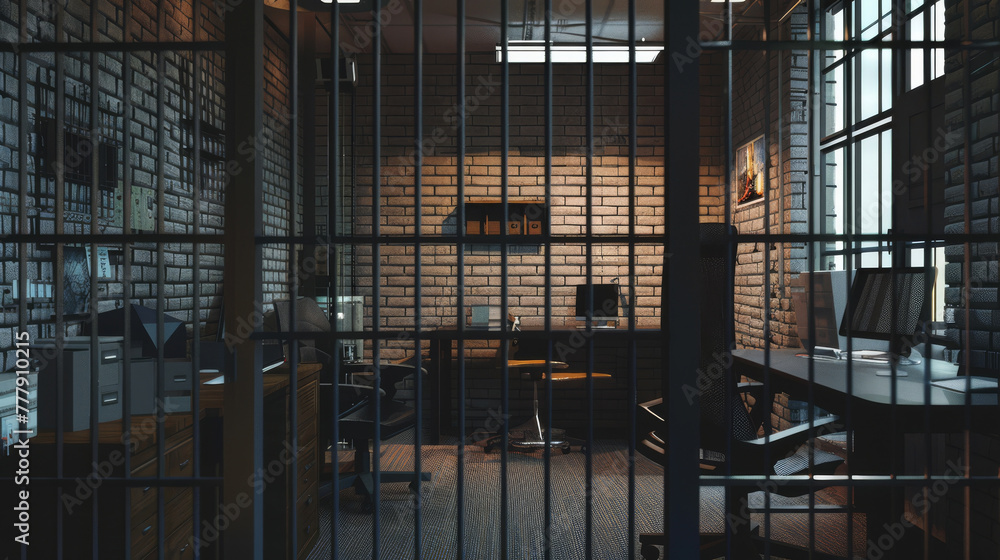 Visualization of an office cubicle transforming into a cage ...