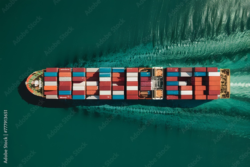 Container ship fully stocked with cargo for international trade Stock ...