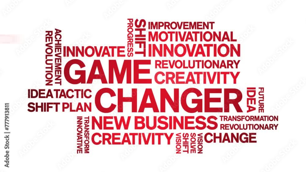 Game Changer animated word cloud;text design animation tag kinetic ...