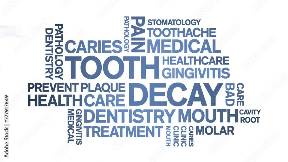 Tooth Decay animated word cloud;text design animation tag kinetic ...