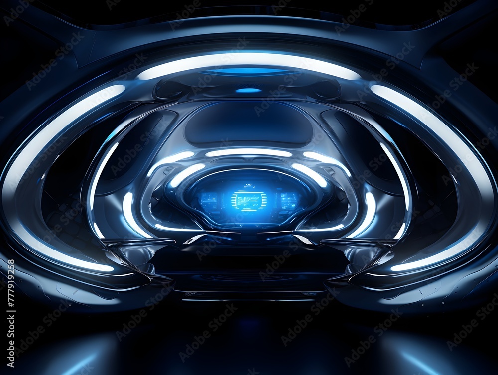 Futuristic Glowing Spacecraft Interior with Illuminated Control Panels and Panels Stock ...
