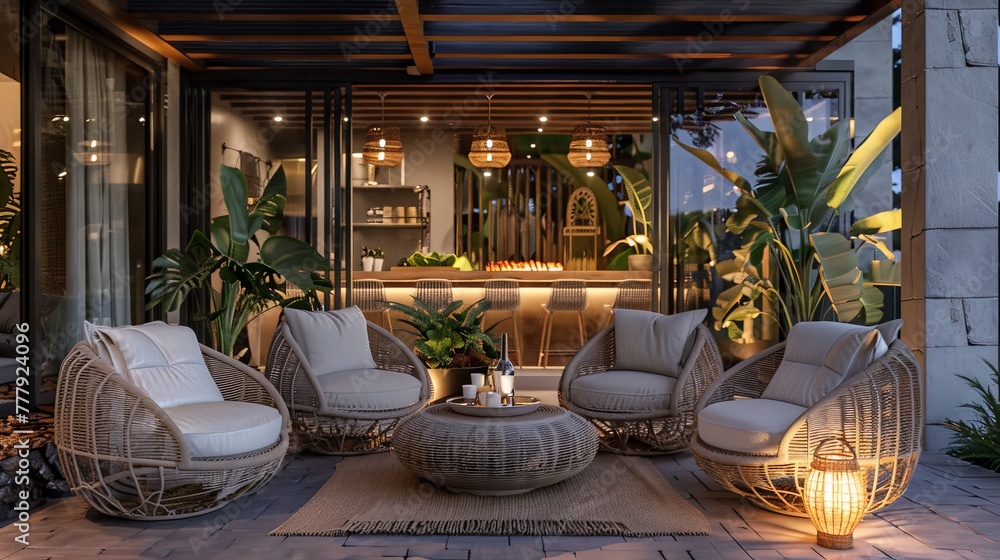 Step into a haven of comfort and style on a cozy summer evening, where ...