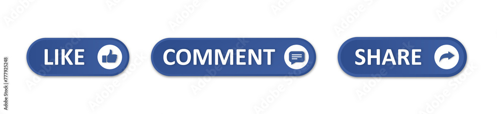 Like comment share buttons icons, Social media icons set transparent ...