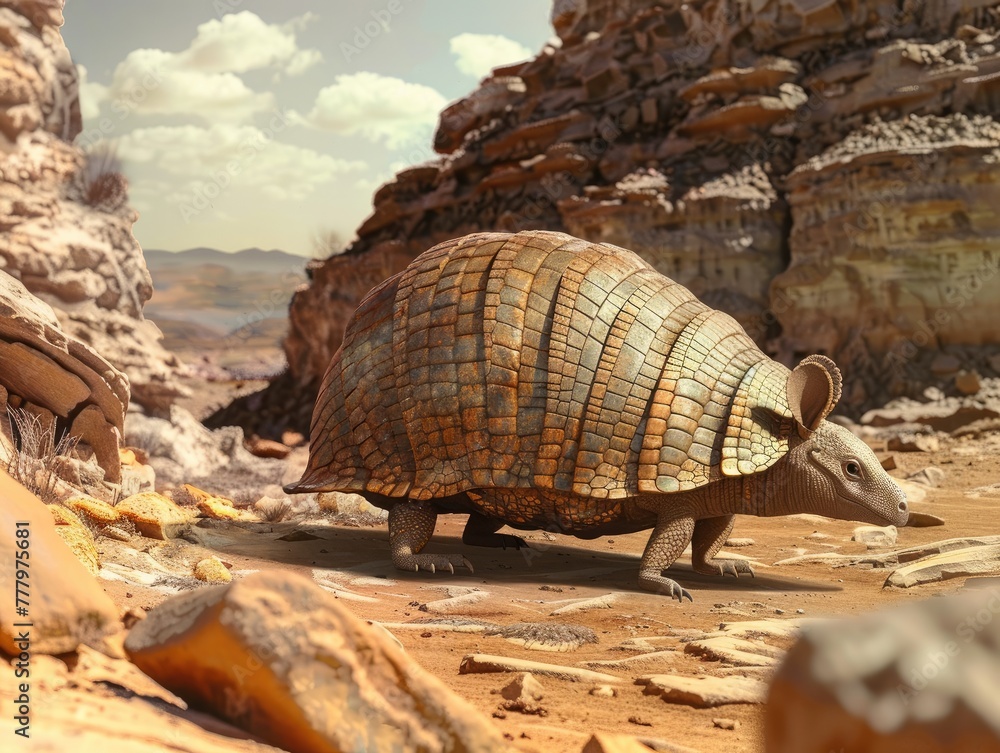 An armadillo rolling into a ball to navigate the rugged Martian terrain ...
