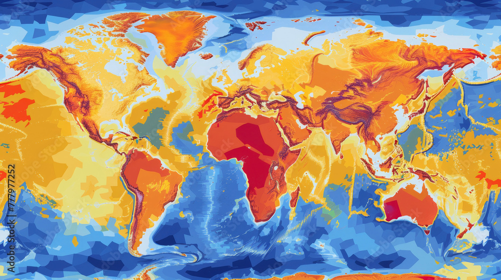 Global temperature anomaly map, vibrant thermal imaging, abstract ...