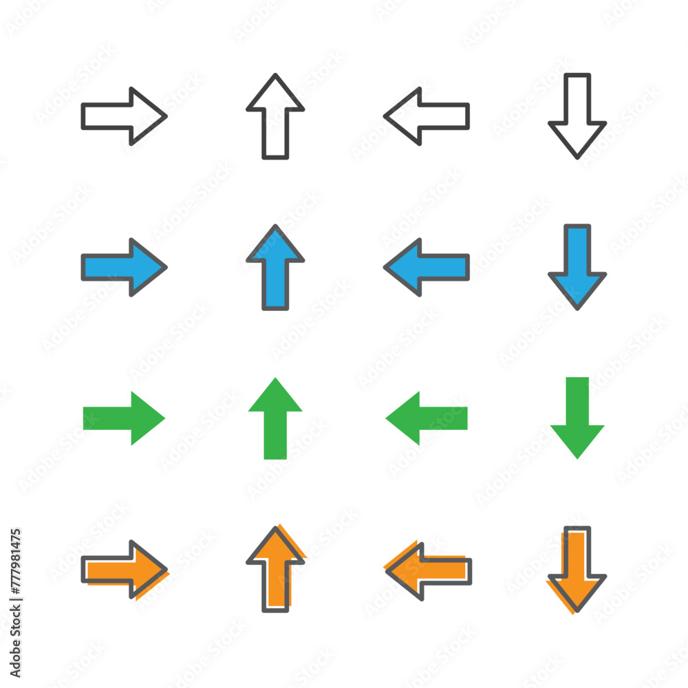 arrow icon design, directional arrow buttons, outline arrow icons ...