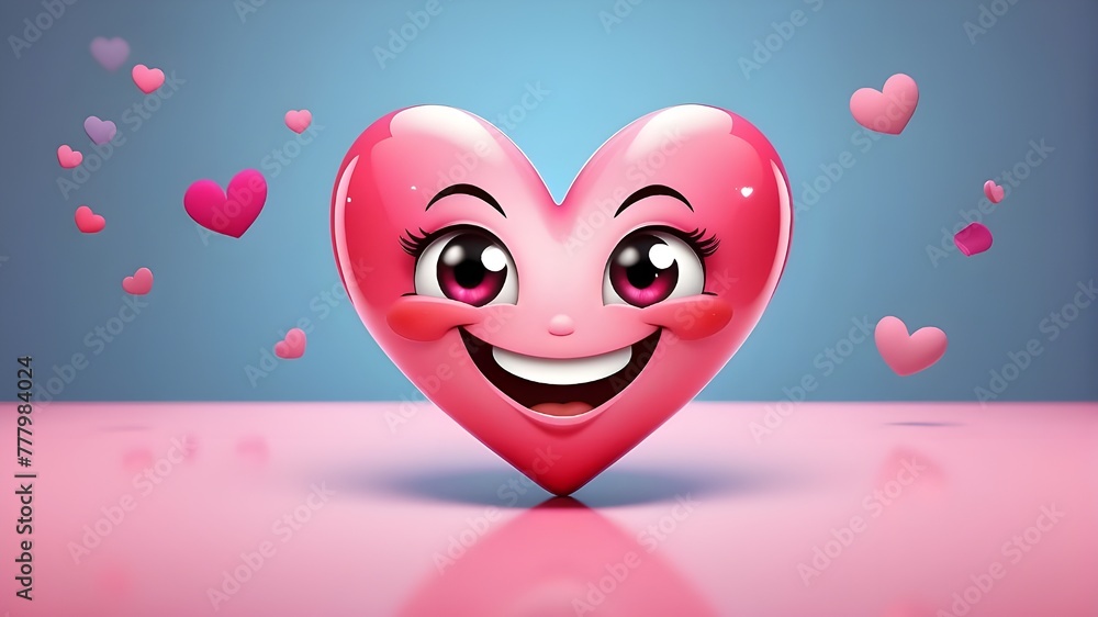 heart with background, A fifty megapixel emoji of a happy love face ...