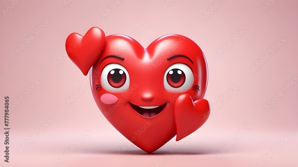 Red heart-shaped emoji emoticon character. two-dimensional animated ...