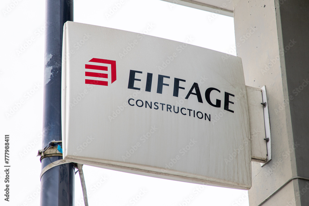Eiffage construction logo text and brand sign facade of French ...