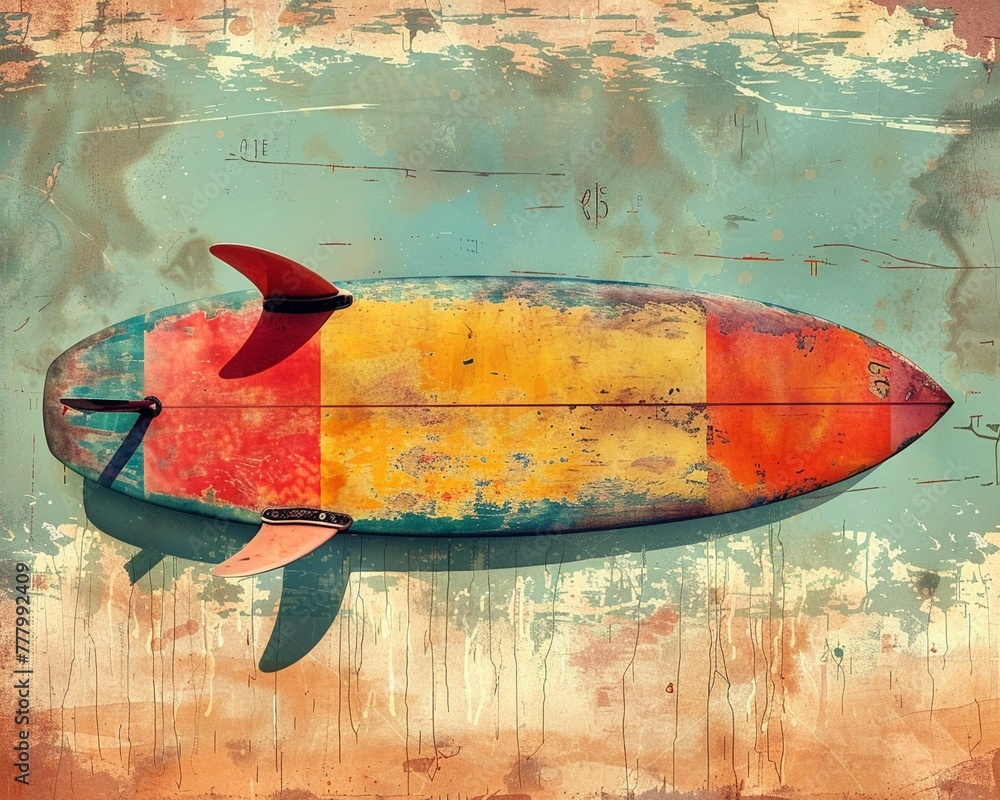 Surfboard clipart in Pop Art, summer beach flair, vivid colors and ...