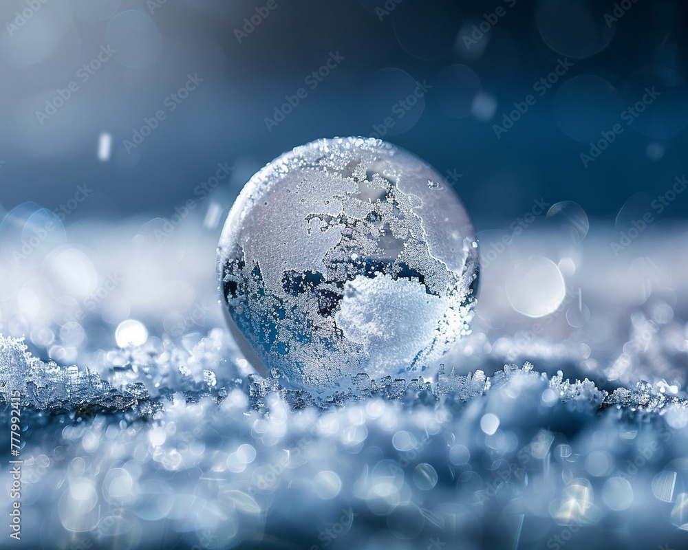 Globe captured in ice, a frozen moment in time ,high resulution,clean ...