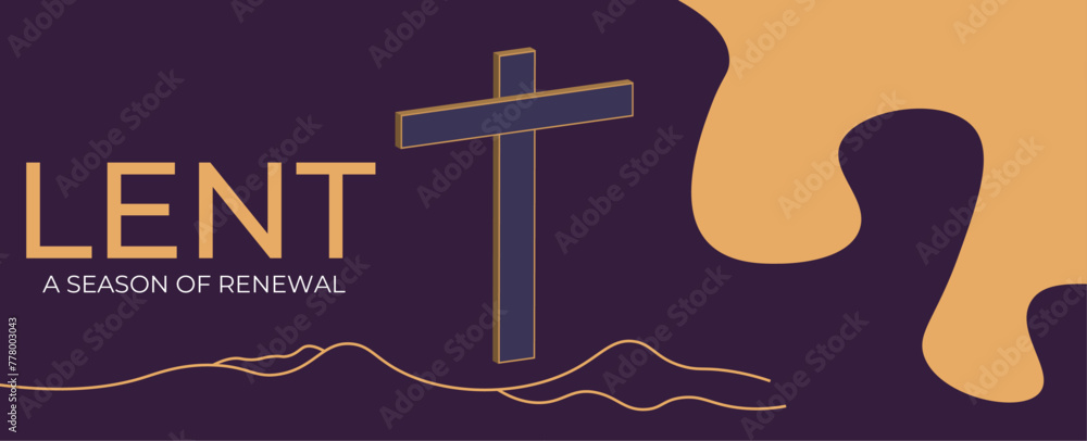 Lent, a season of renewal text and gold lent cross crucifix on ...