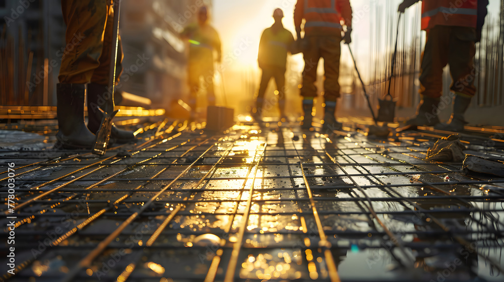 concrete floor construction workers ultra realistic high resolution ...