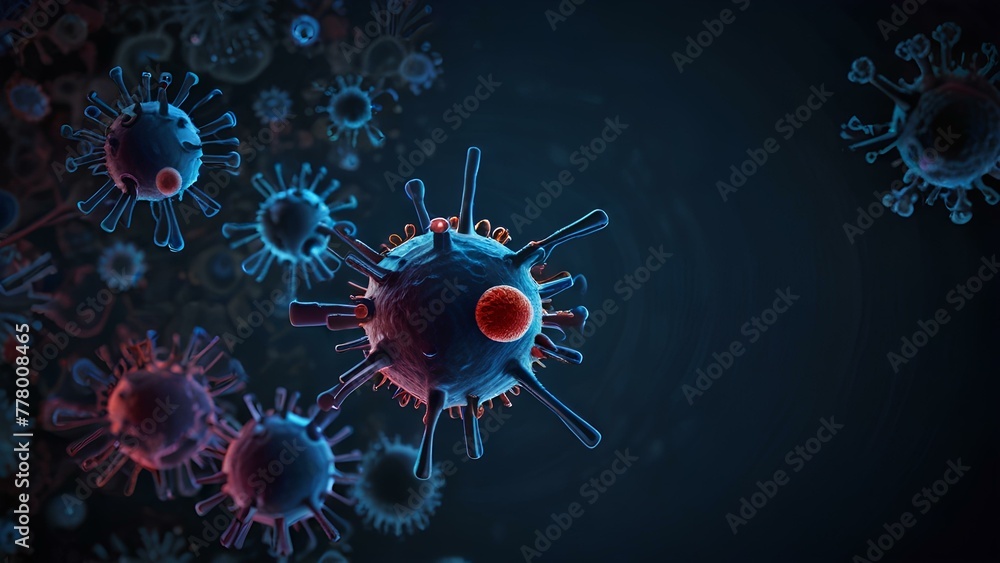 3D Spherical Viruses. microscope. Concept of viral infection ...