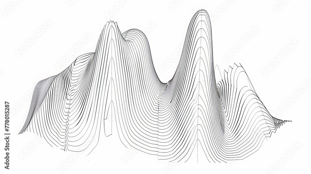 Single Line Drawing style, simple lines consisting of two curves above ...