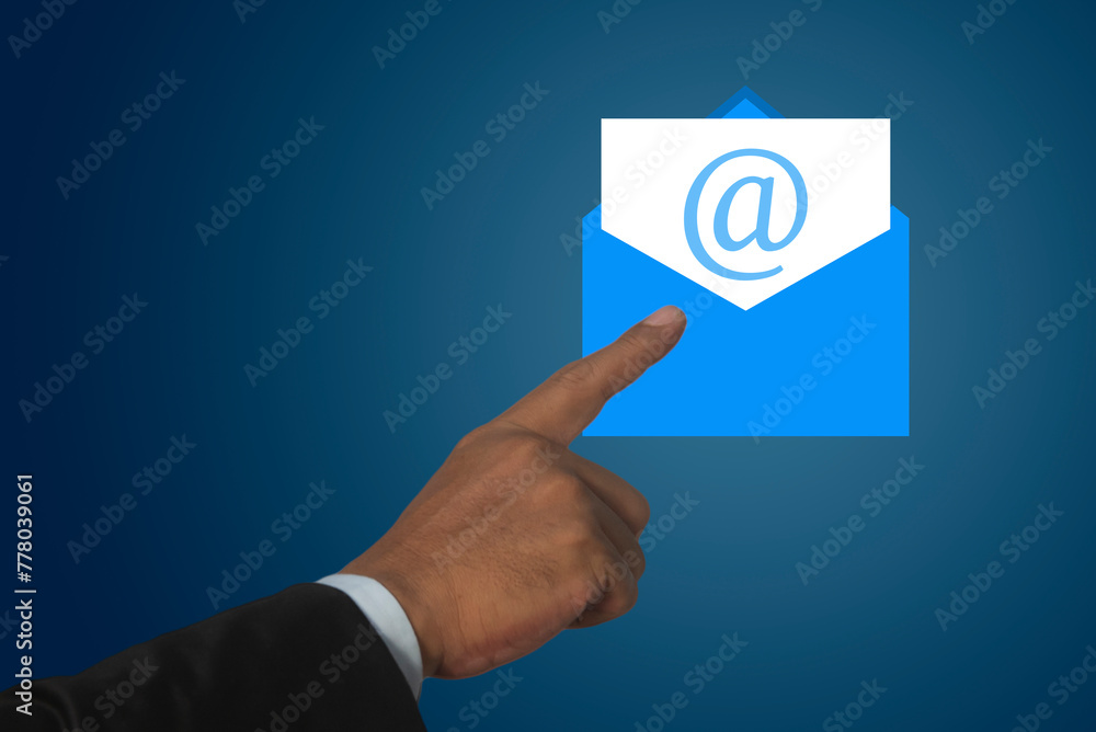 bussinessman hand and email sign. AI mailing, email icon, inbox logo ...