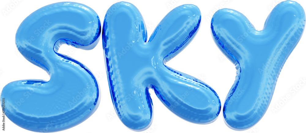 3D Inflated SKY lettering word isolated on background. Balloon Sky text ...
