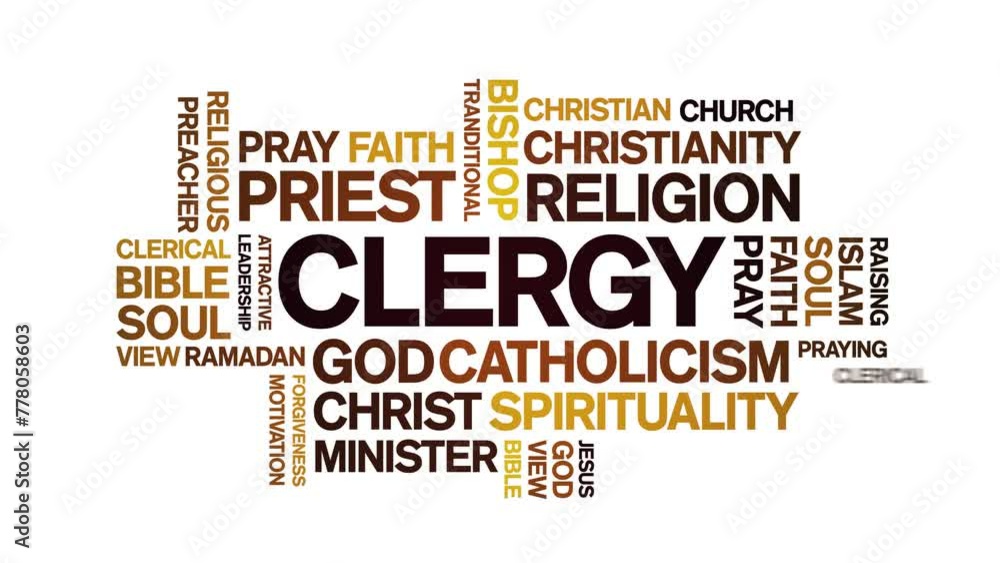 Clergy animated word cloud;text design animation tag kinetic typography ...