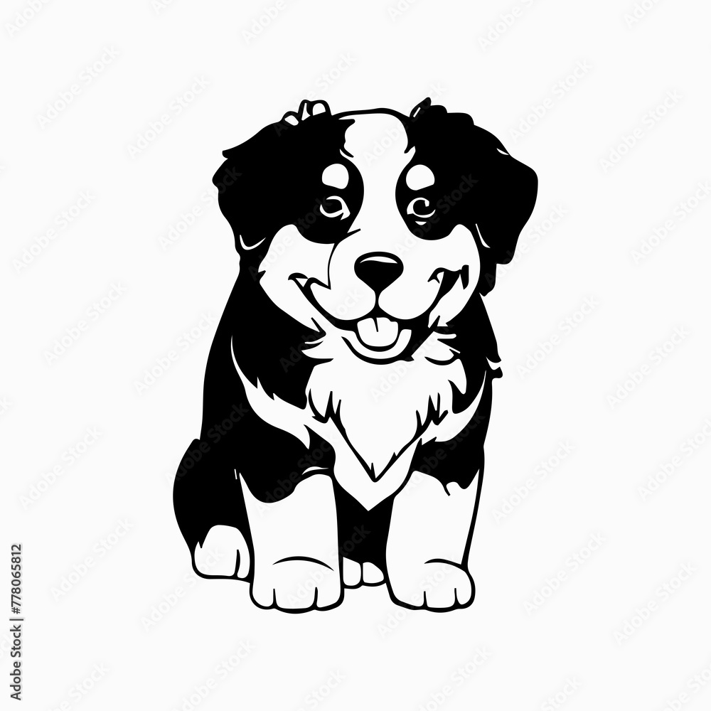 Bernese Mountain Dog Dog breed vector image Isolated black silhouette ...