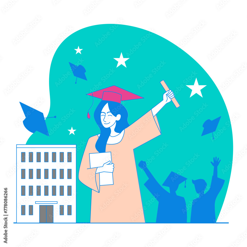 Collage Graduation Vector Illustration, SVG Format Stock Vector | Adobe ...