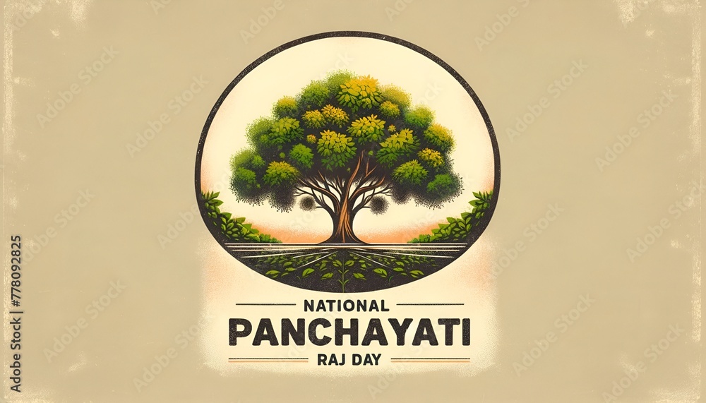 National panchayati raj day poster illustration in vintage style with a ...