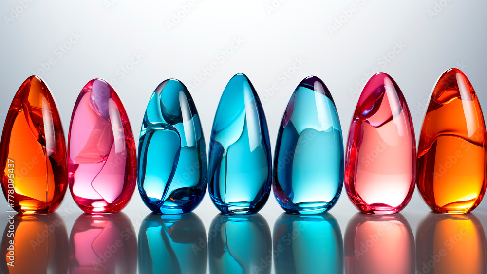 Colorful Glass Sculptures. Spectrum of Elegance, Reflective Beauty ...