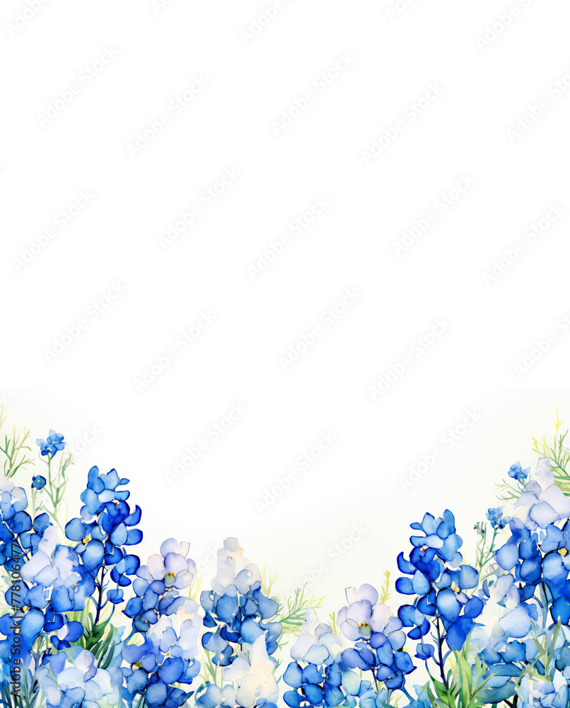 Watercolor Bluebonnet Banner Background Design with Copy Space Stock ...
