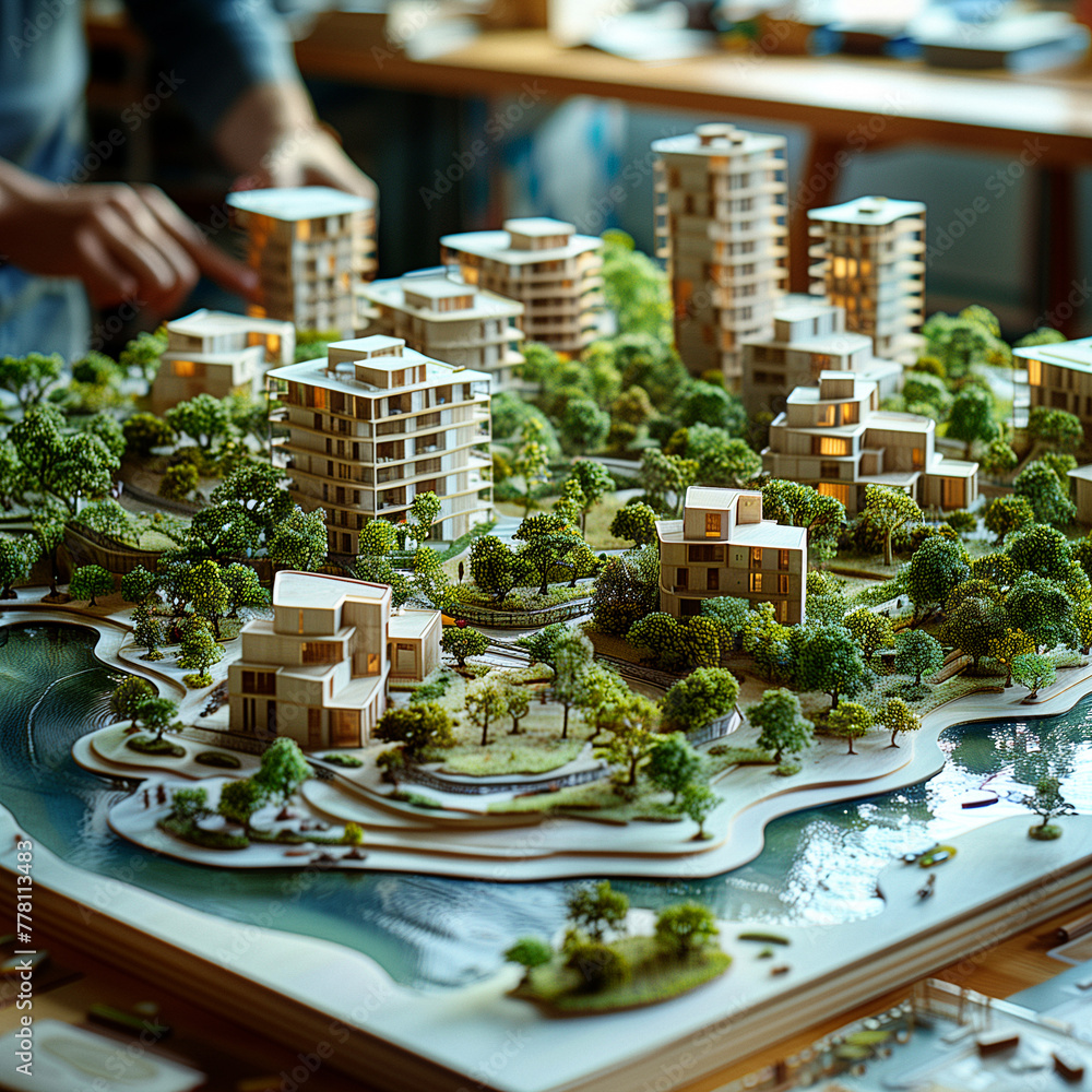 3D model of city plan district, urban design to improve the quality of ...