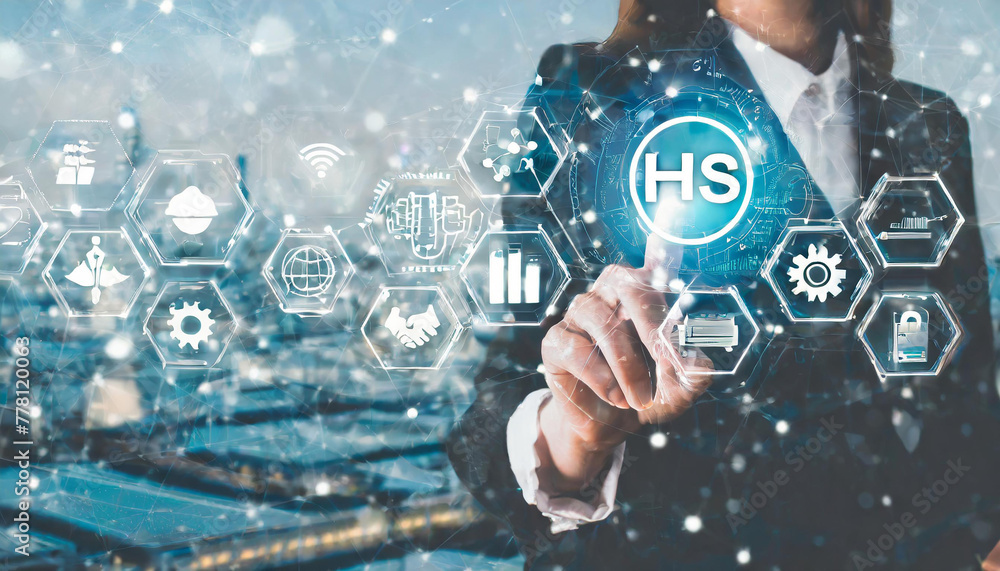 Foto de HSE, Health safety environment concept. Standard safe ...