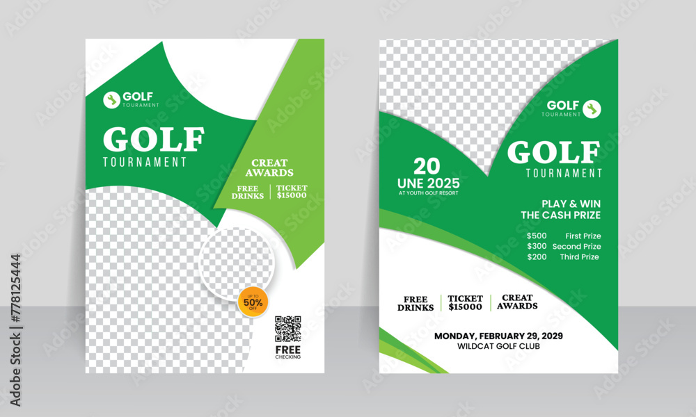 golf tournament championship flyer brochure cover leaflet design ...