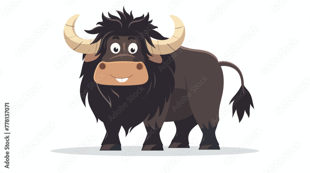 Cartoon happy yak Flat vector isolated on white background Stock Vector ...