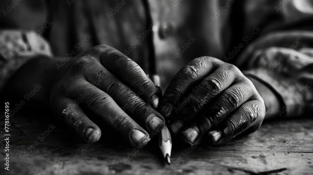 Black and white photo capturing a child's hands—transformed from hard ...