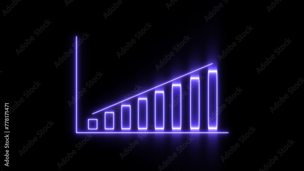 Abstract neon business graph chart purple color illustration. Black ...