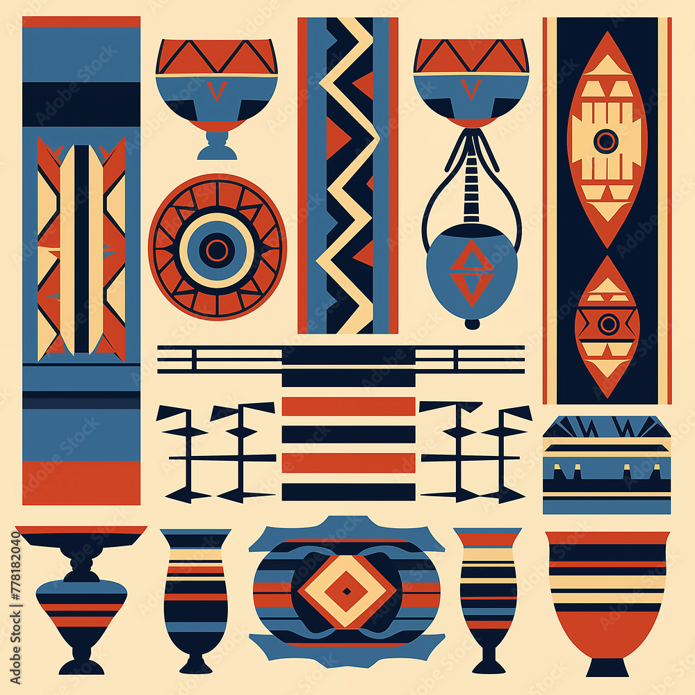 Design an African pattern with tribal motifs, using bold colors and ...