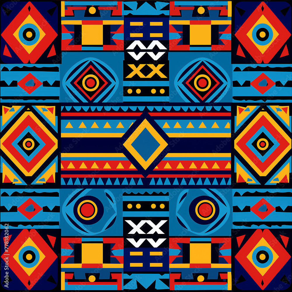 Design an African pattern with tribal motifs, using bold colors and ...