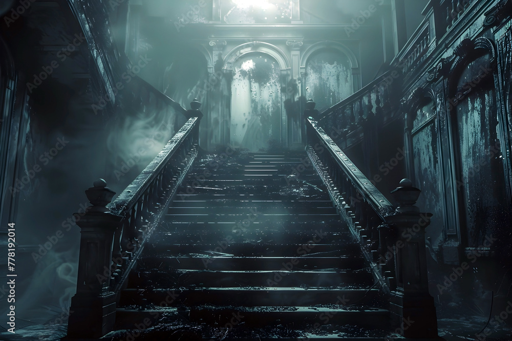 Haunting Staircase Venture into the Cursed Mansion of Spectral ...