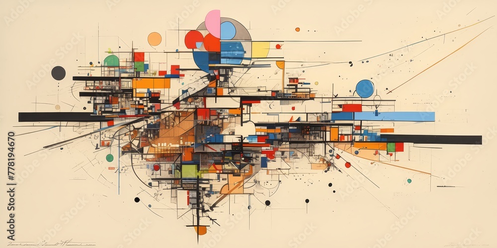 A complex drawing of the architectural plan for an office building ...