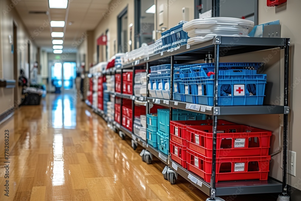 Emergency Medicine Crash Cart Visual of a crash cart stocked with ...